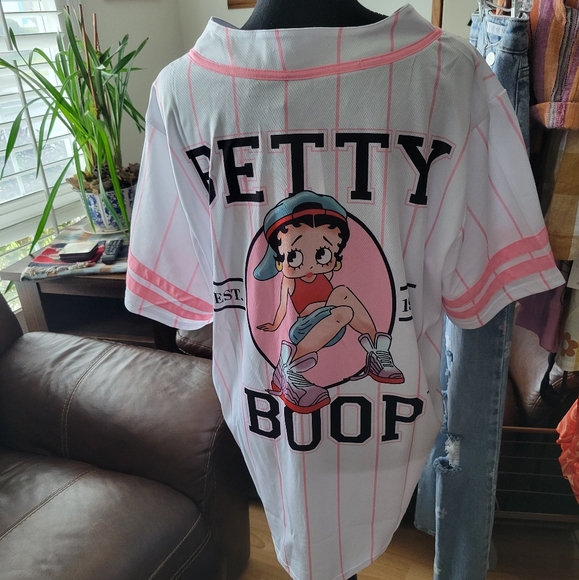 Betty Boop | Tops | Betty Boop Pinstripe Jersey | Poshmark